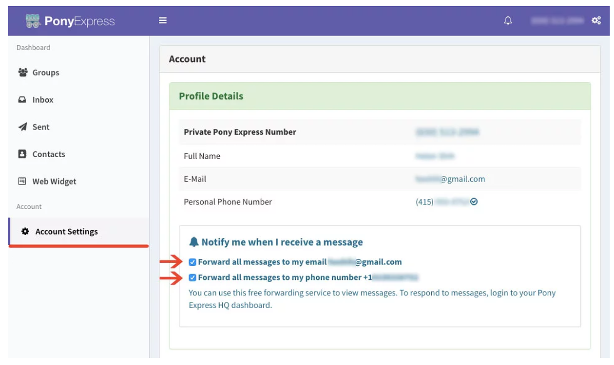 Forward Incoming Messages Now Available – Pony Express HQ